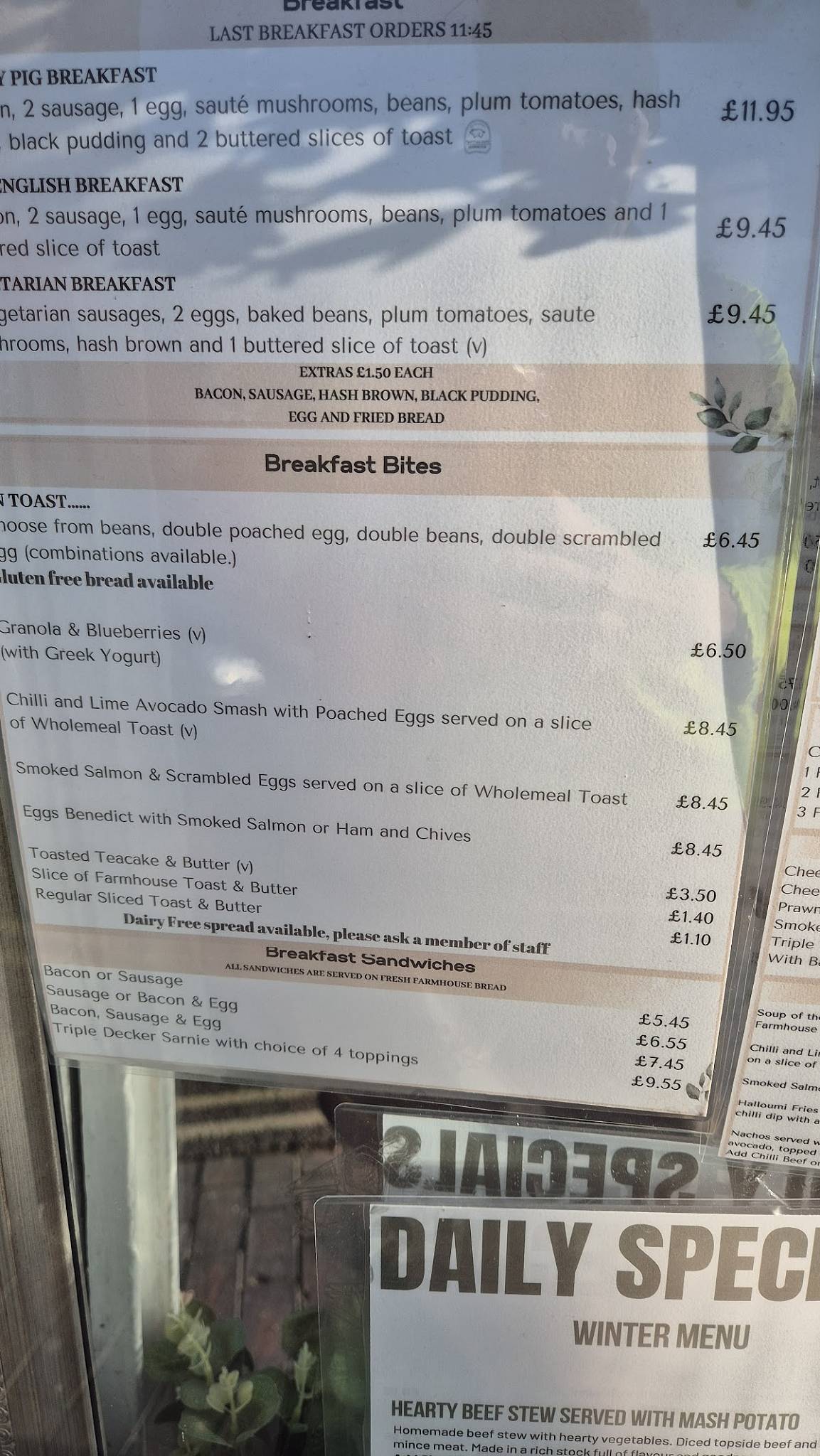 Menu at Truffles Cafe, Telford