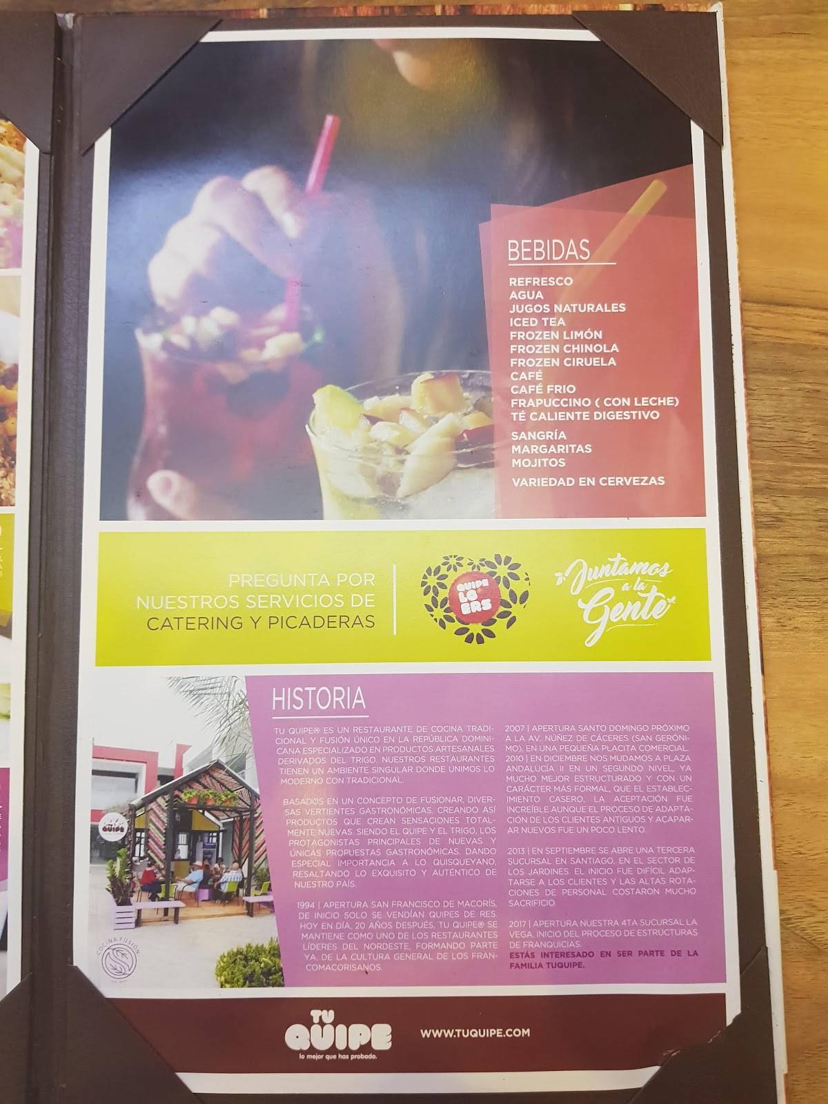 Carta del restaurante Tu Quipe, Santo Domingo, Plaza Andalucía 2