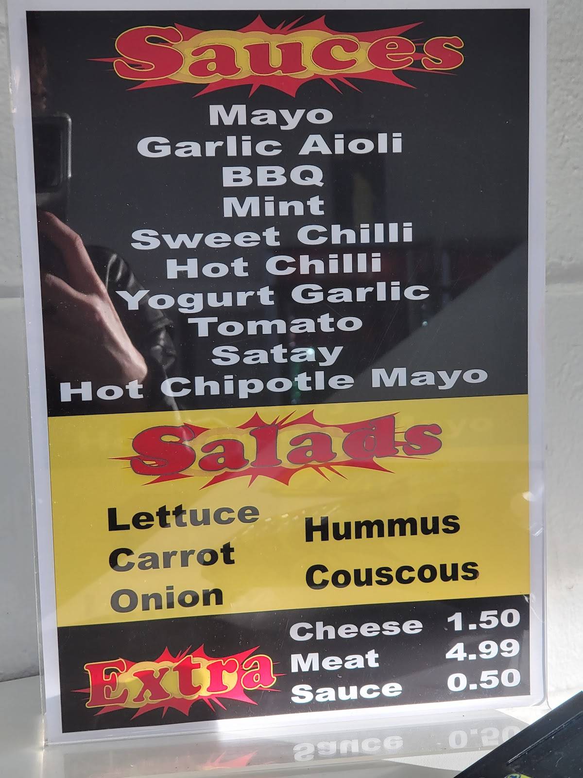 Menu at Turkish Kebab (Kebizza), Timaru