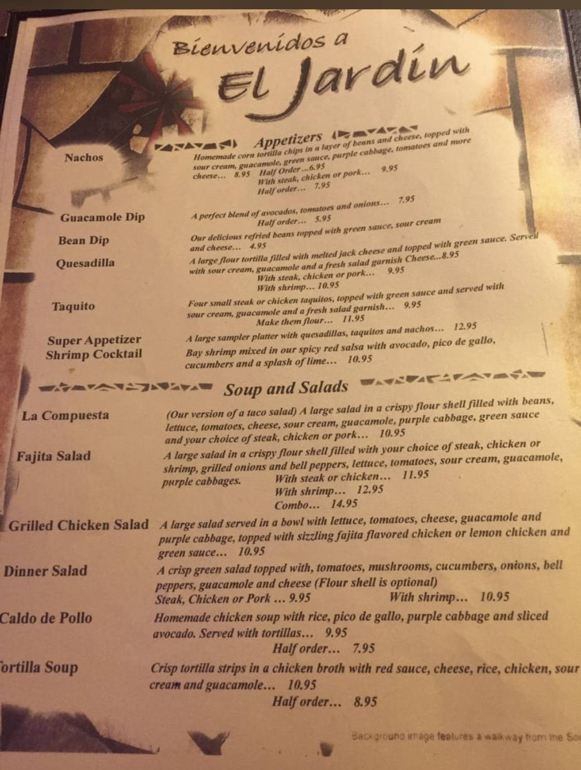 Menu at El Jardín pub & bar, Twain Harte, 22997 Joaquin Gully Rd
