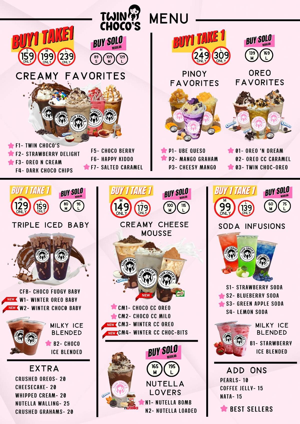 Menu at Twin Choco's Cafe and Snack Bar Pigcawayan, Pigcawayan