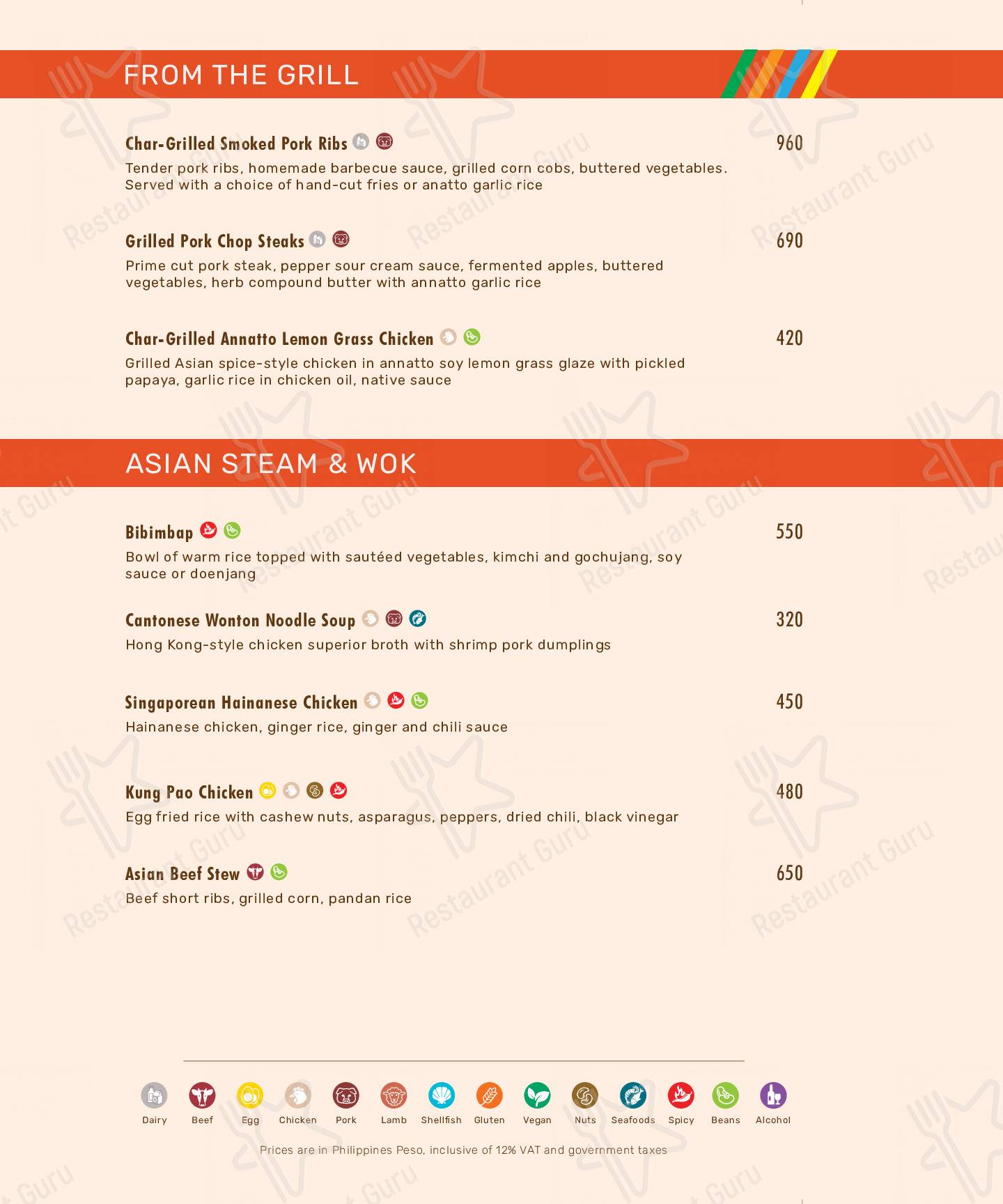 Carta del restaurante UNO at Waterfront Airport Hotel and Casino, Lapulapu