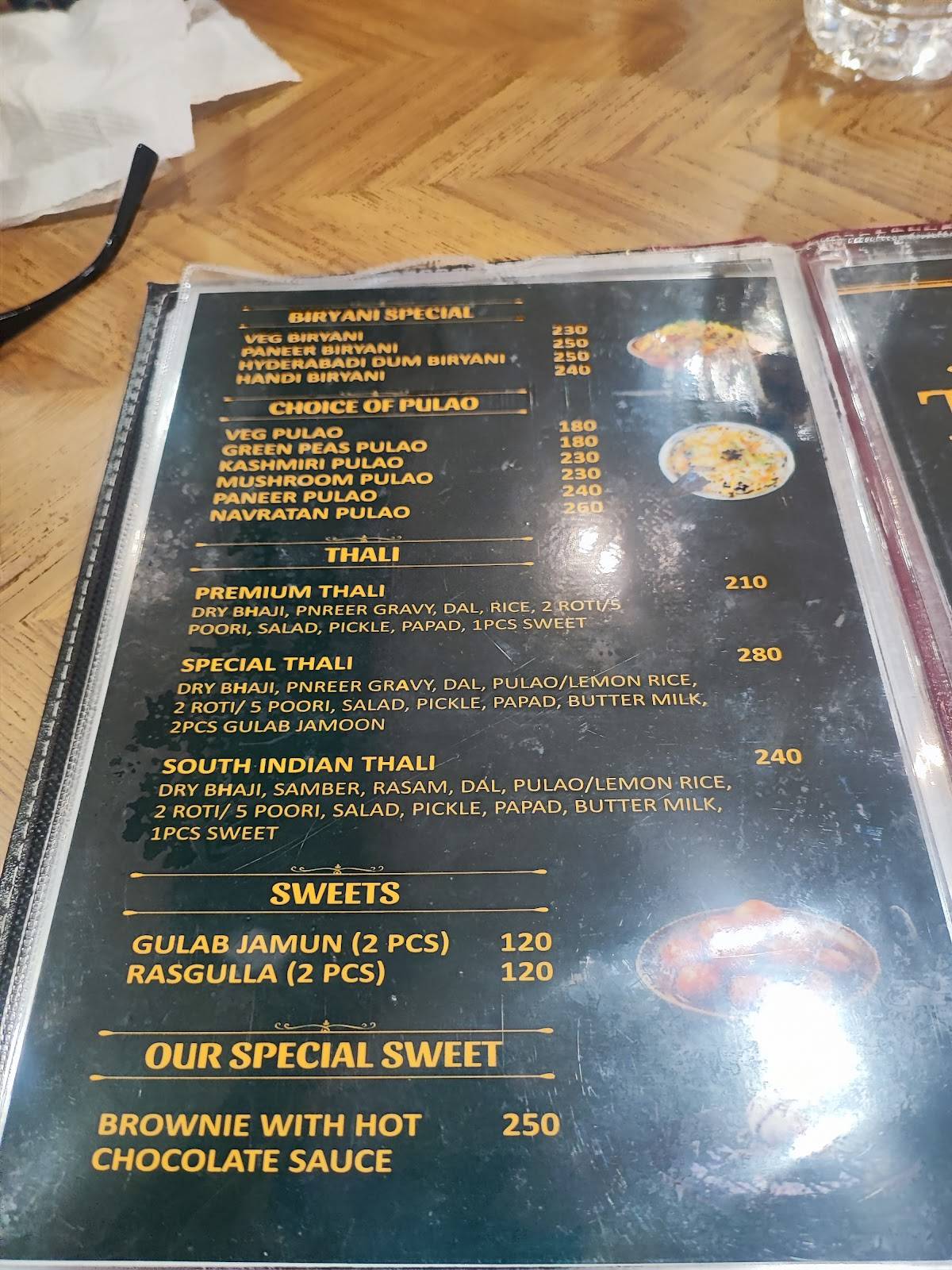 Menu at Udupi Ayodhya food palace, Ayodhya