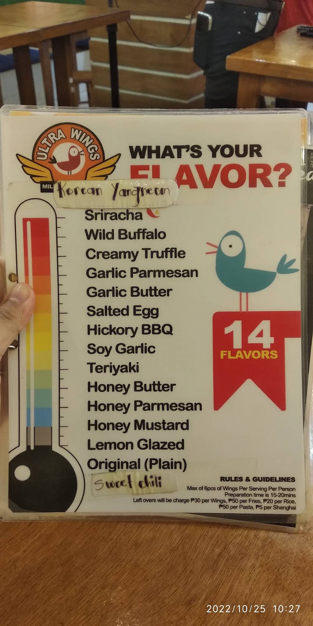Menu at Ultra Wings restaurant, Quezon City