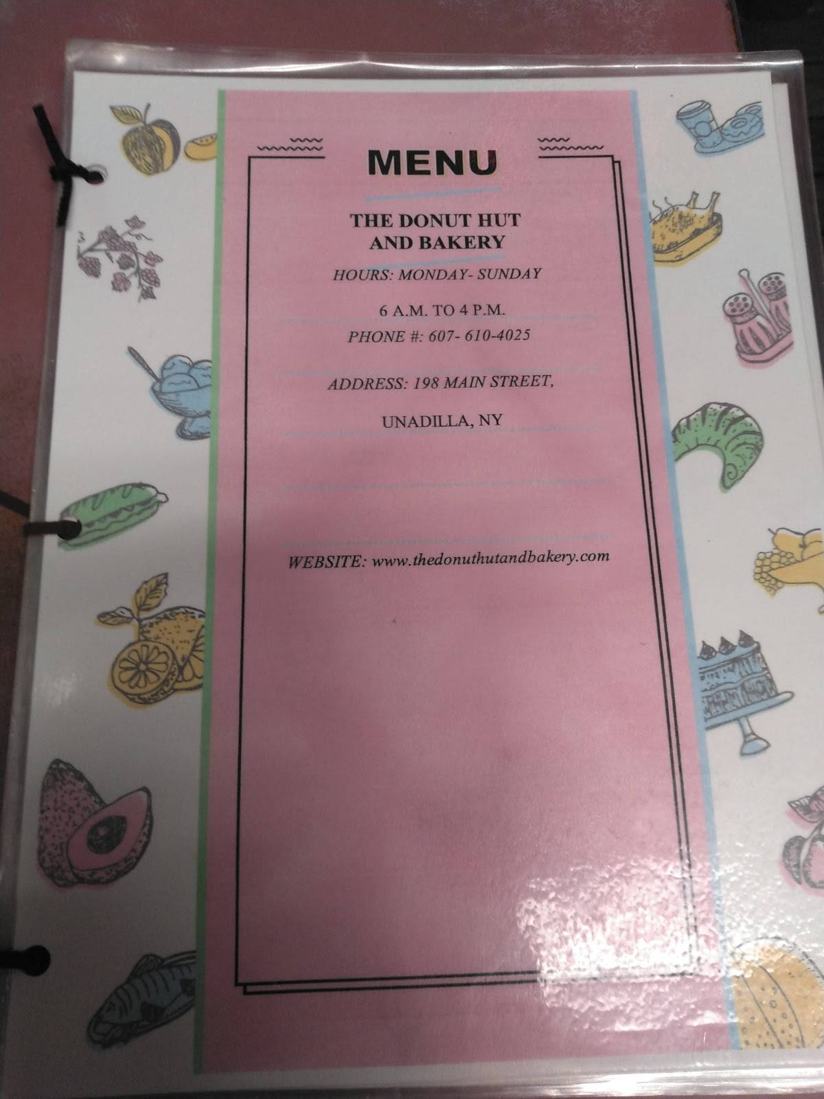 Menu at Unadilla Diner restaurant, Unadilla, 198 Main St