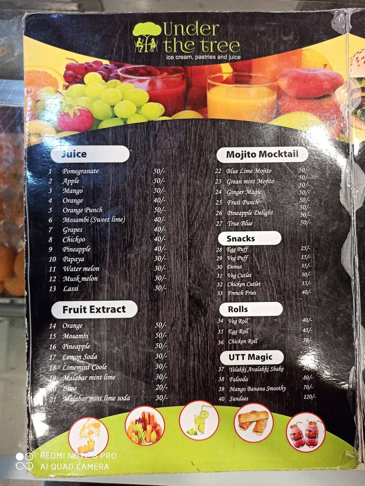 Menu at Under The Tree Cafe, Chennai