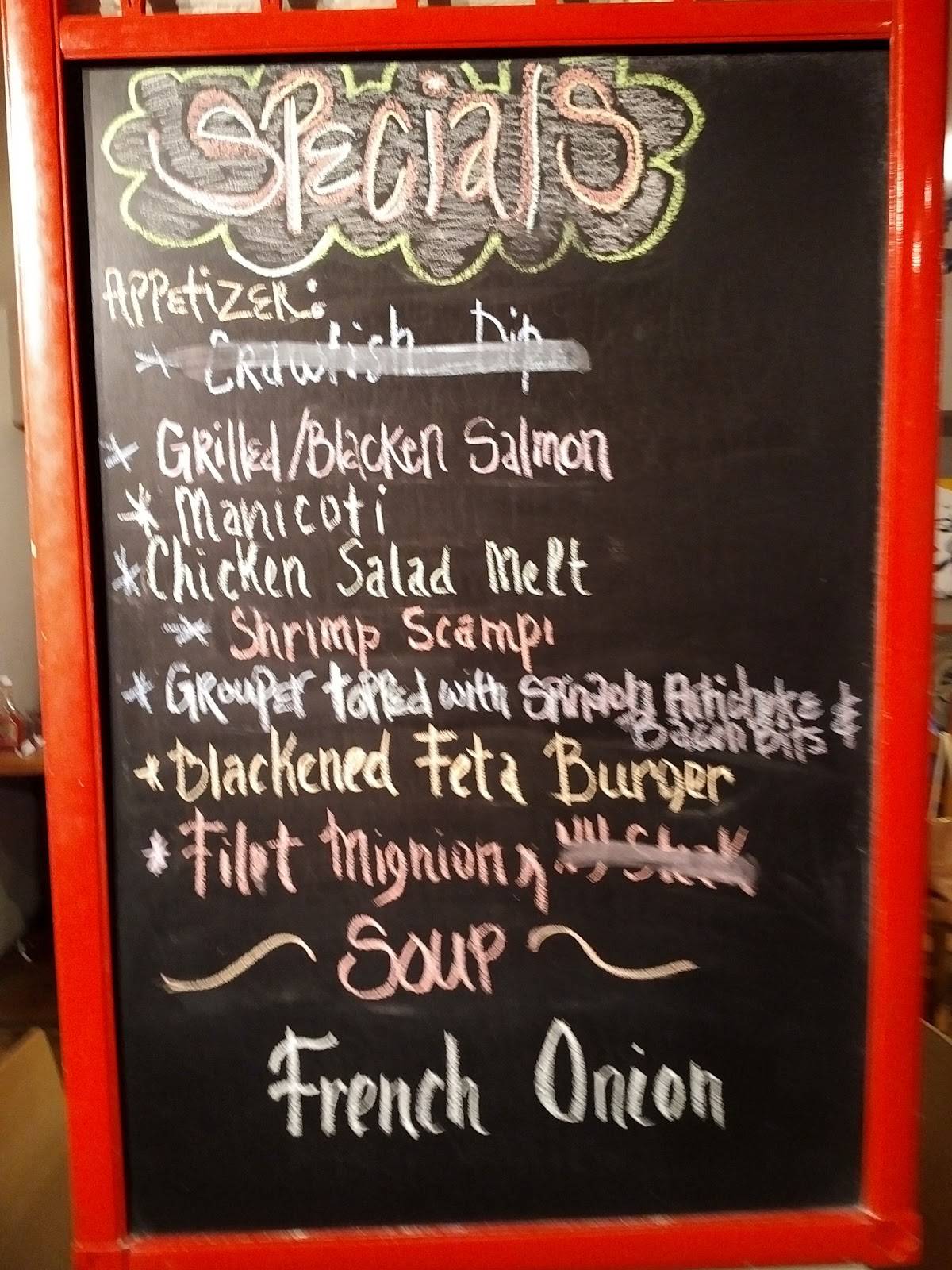 Menu at Underground Cafe, Hernando
