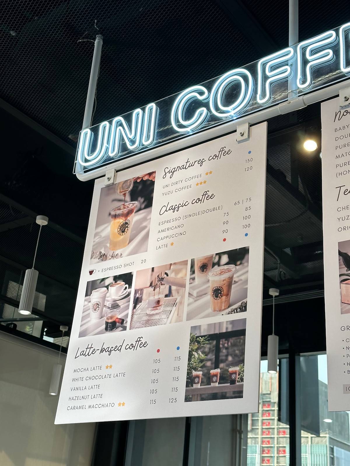 Carta del café Uni Coffee Roastery Thailand, Bangkok