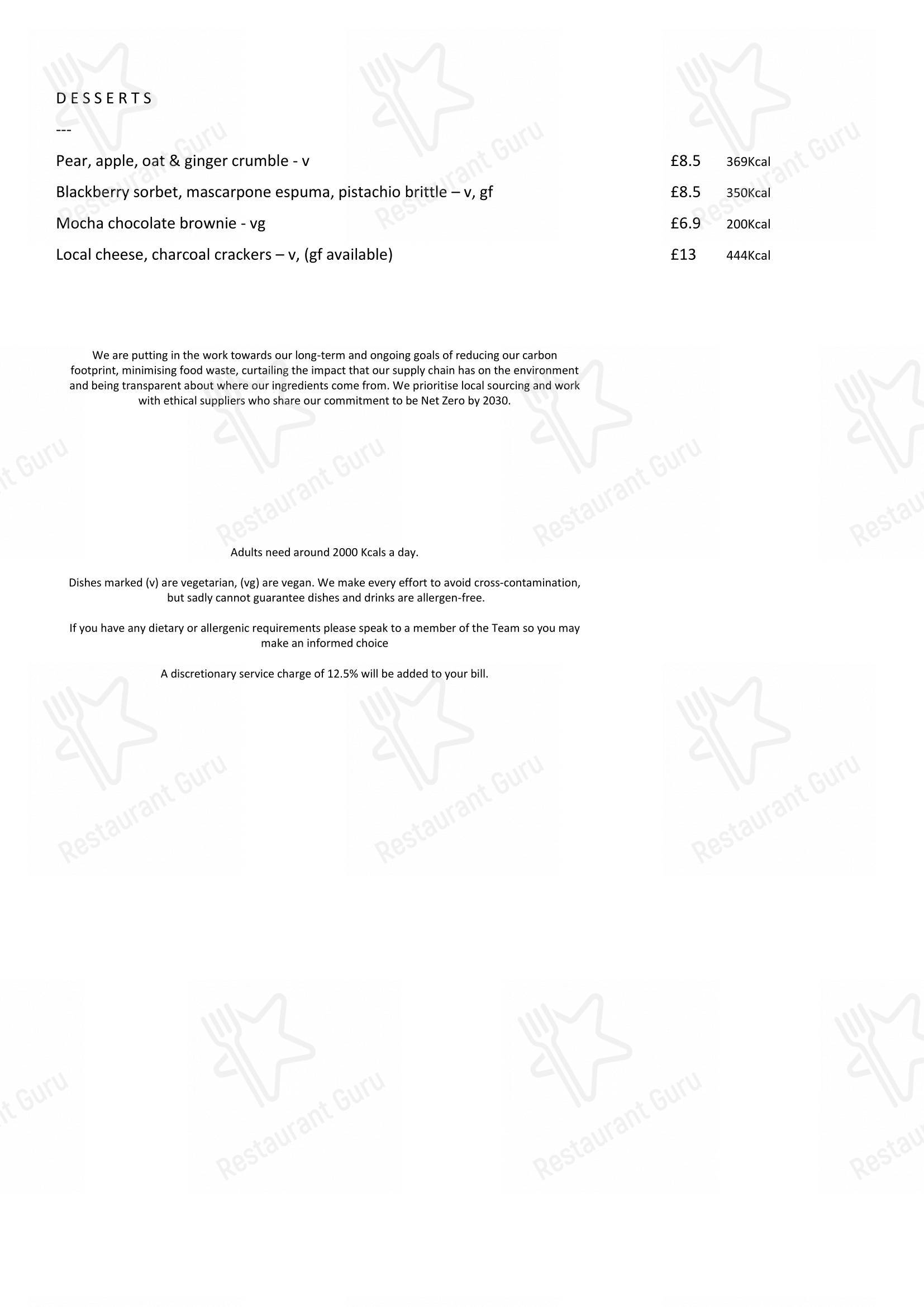 Menu at Unity Place restaurant, Milton Keynes