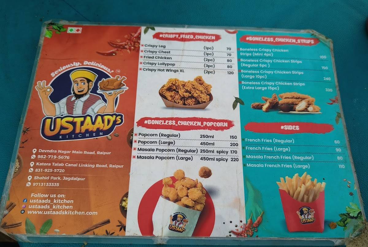 Menu at Ustaad's Kitchen, Jagdalpur