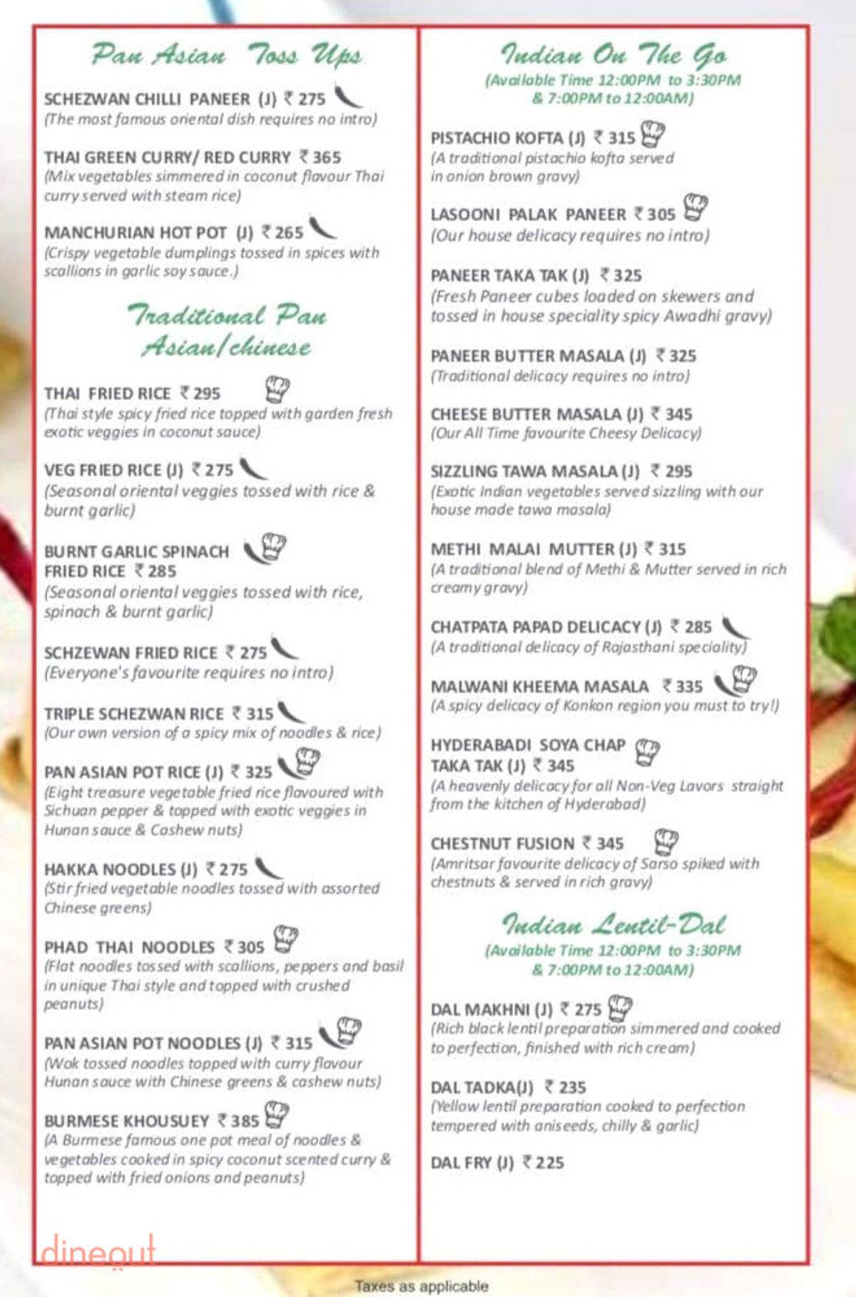 Menu at Thyme & Whisk, Vadodara