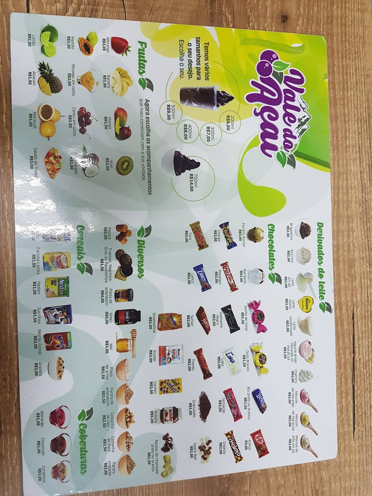 Menu em Vale do Açaí pub & Bar, Timbó