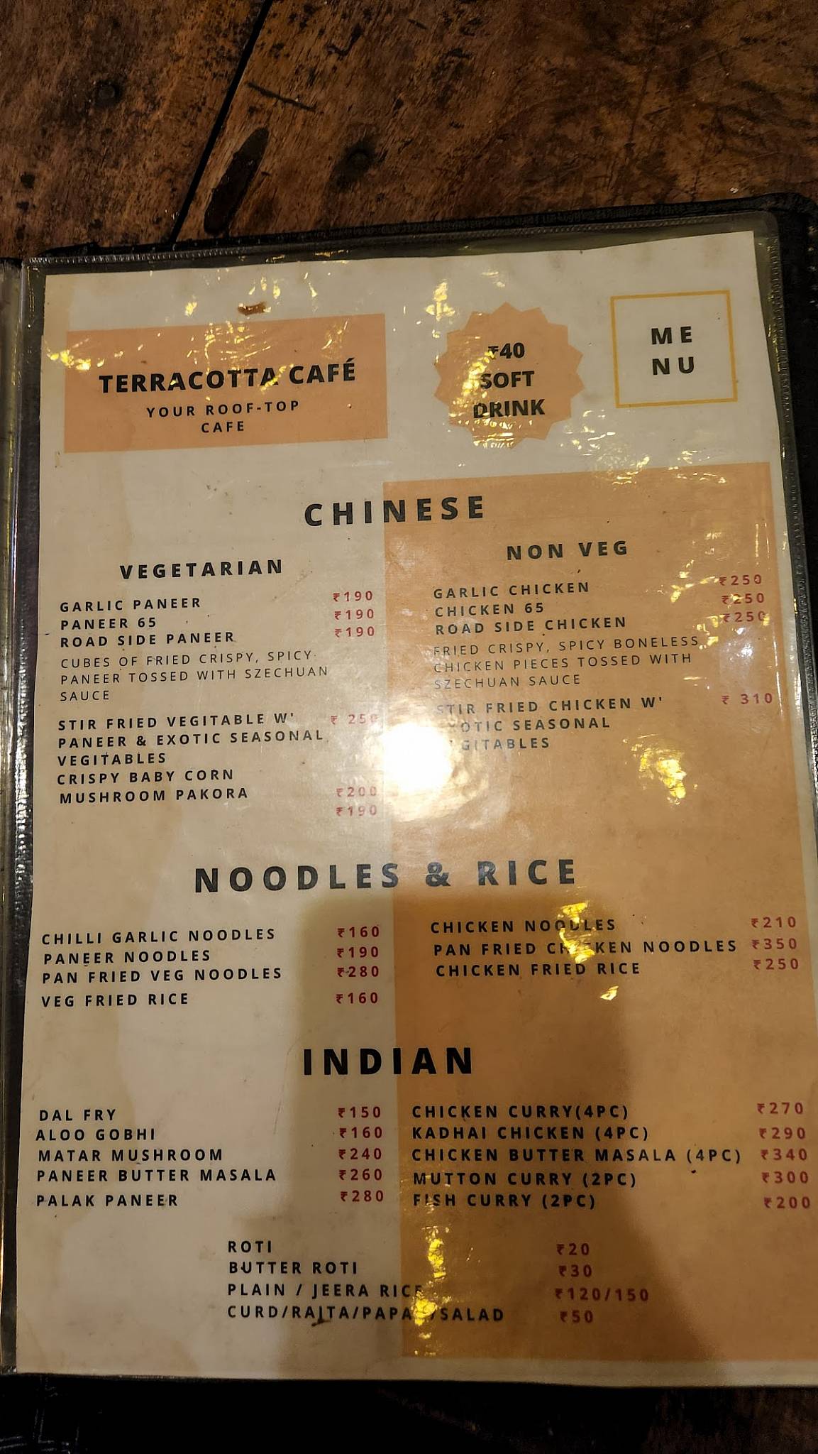 Menu at Terracotta Cafe, Varanasi, B1/146