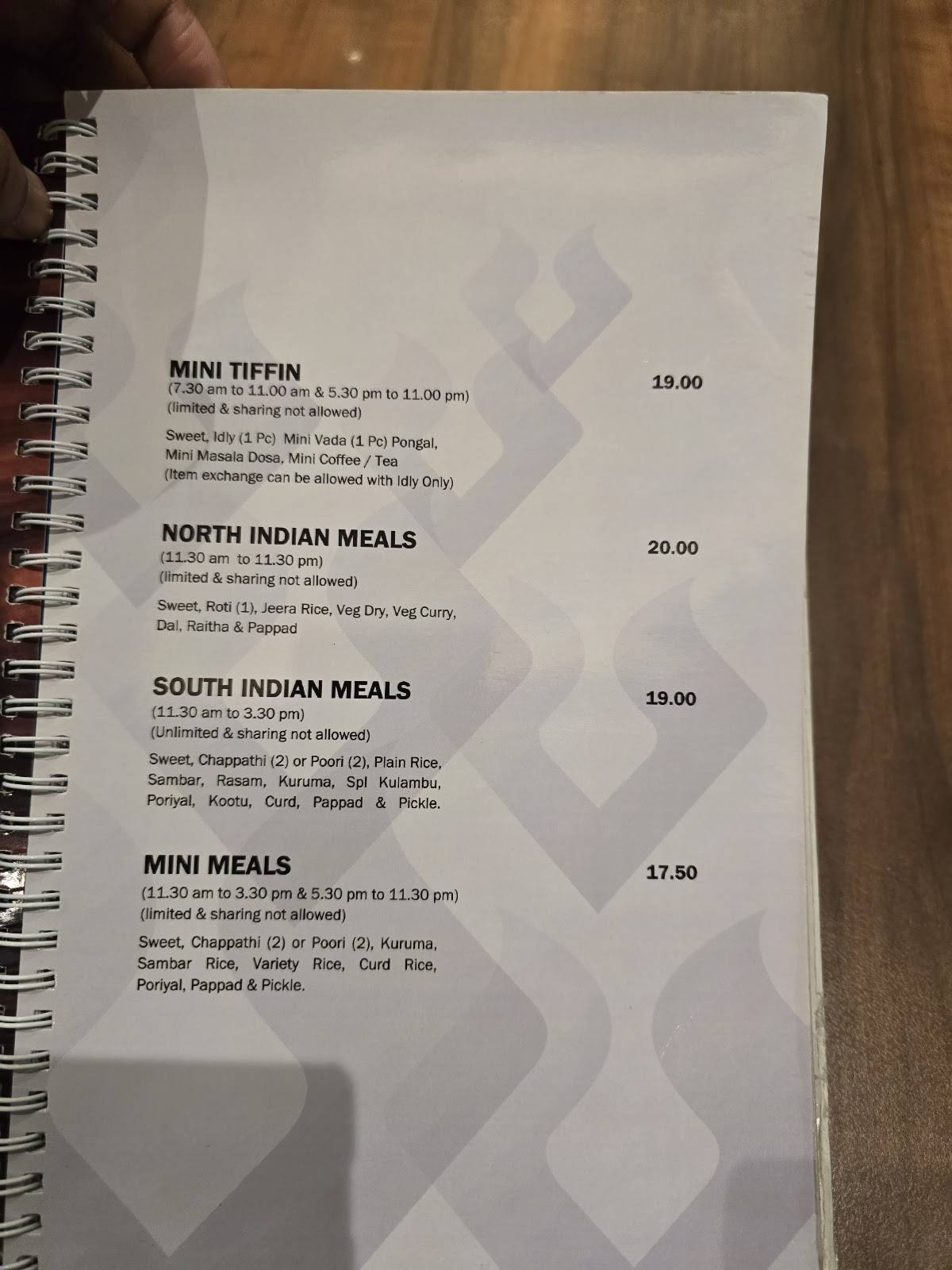 Menu at Vasanta Bhavan Restaurant Silicon Oasis Dubai, Dubai