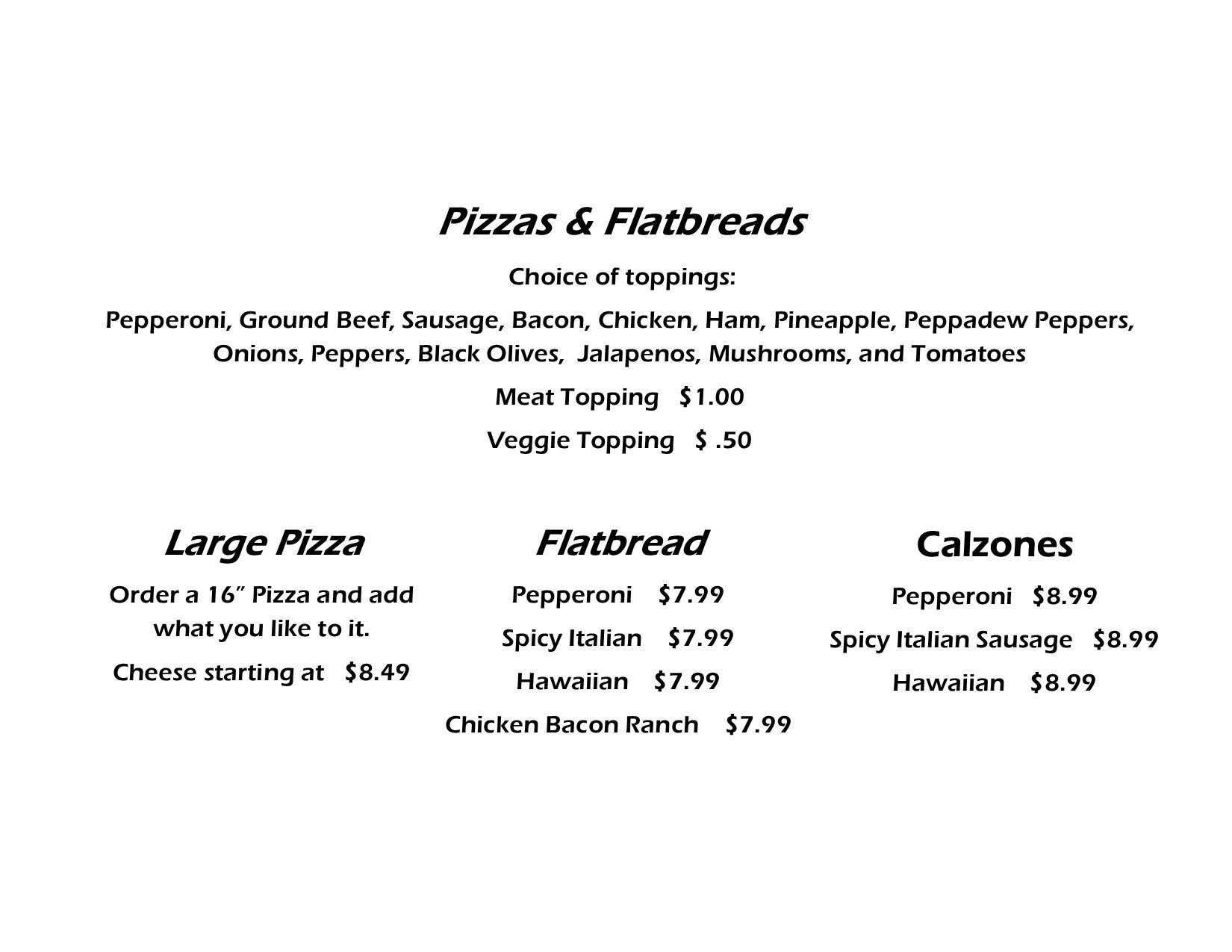 Menu at Vekol Market cafe, Maricopa