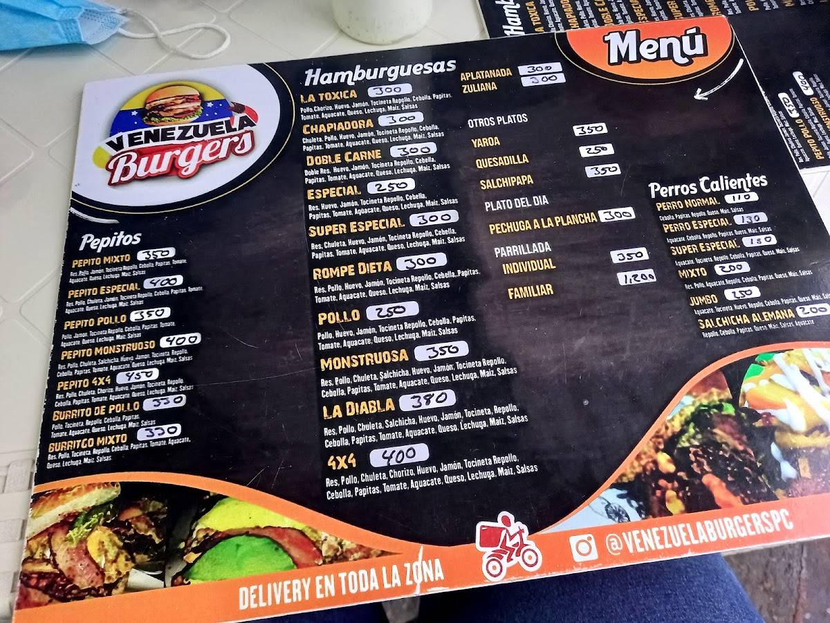 Carta del restaurante Venezuela Burgers, Santiago De Los Caballeros