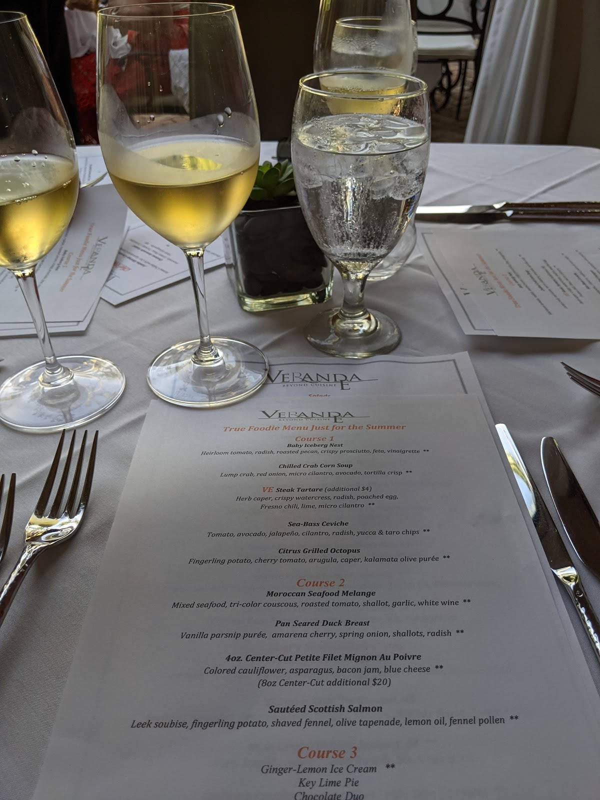 Menu at Veranda E restaurant, Naples