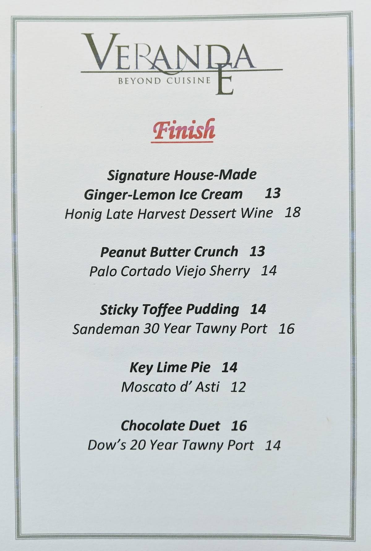 Menu at Veranda E restaurant, Naples