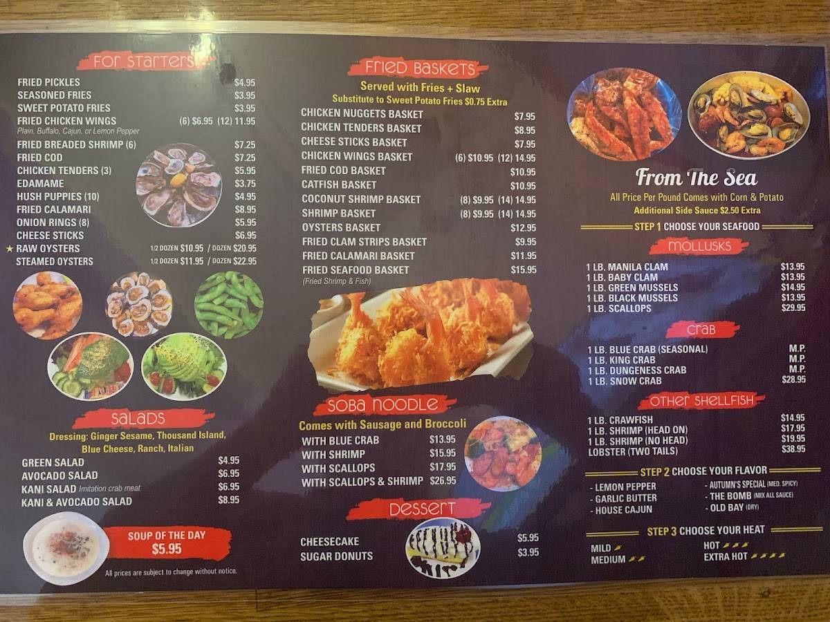 Menu at AUTUMN'S CRAB restaurant, Vero Beach