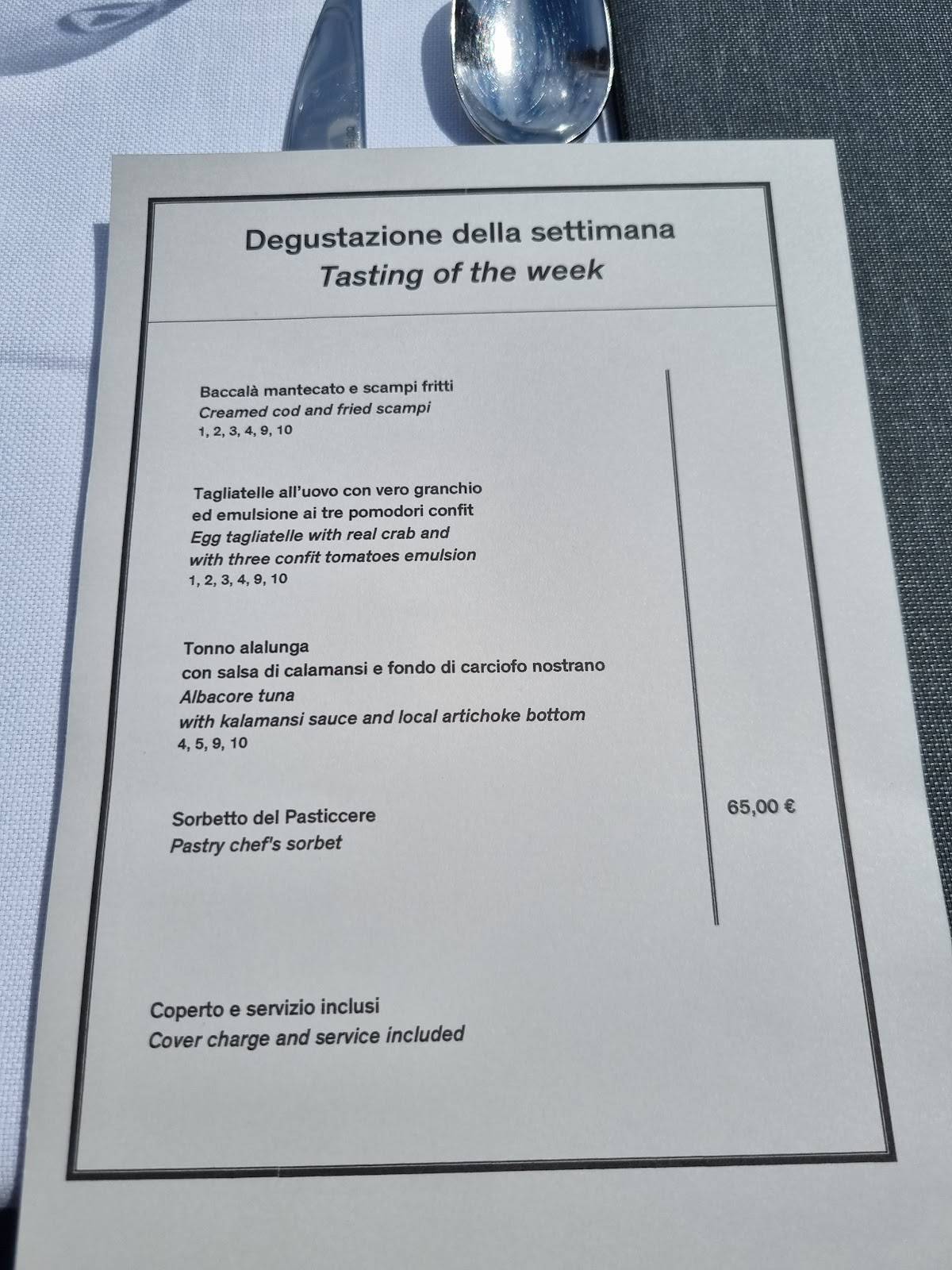 Menu at Vetri Restaurant, Venice