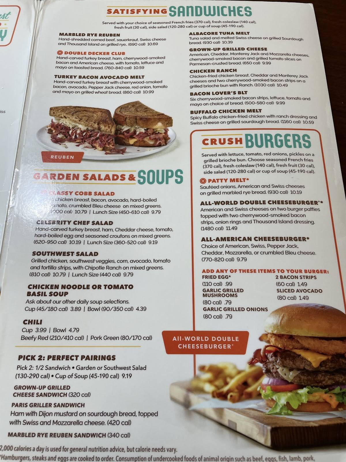 Menu at Village Inn restaurant, Titusville