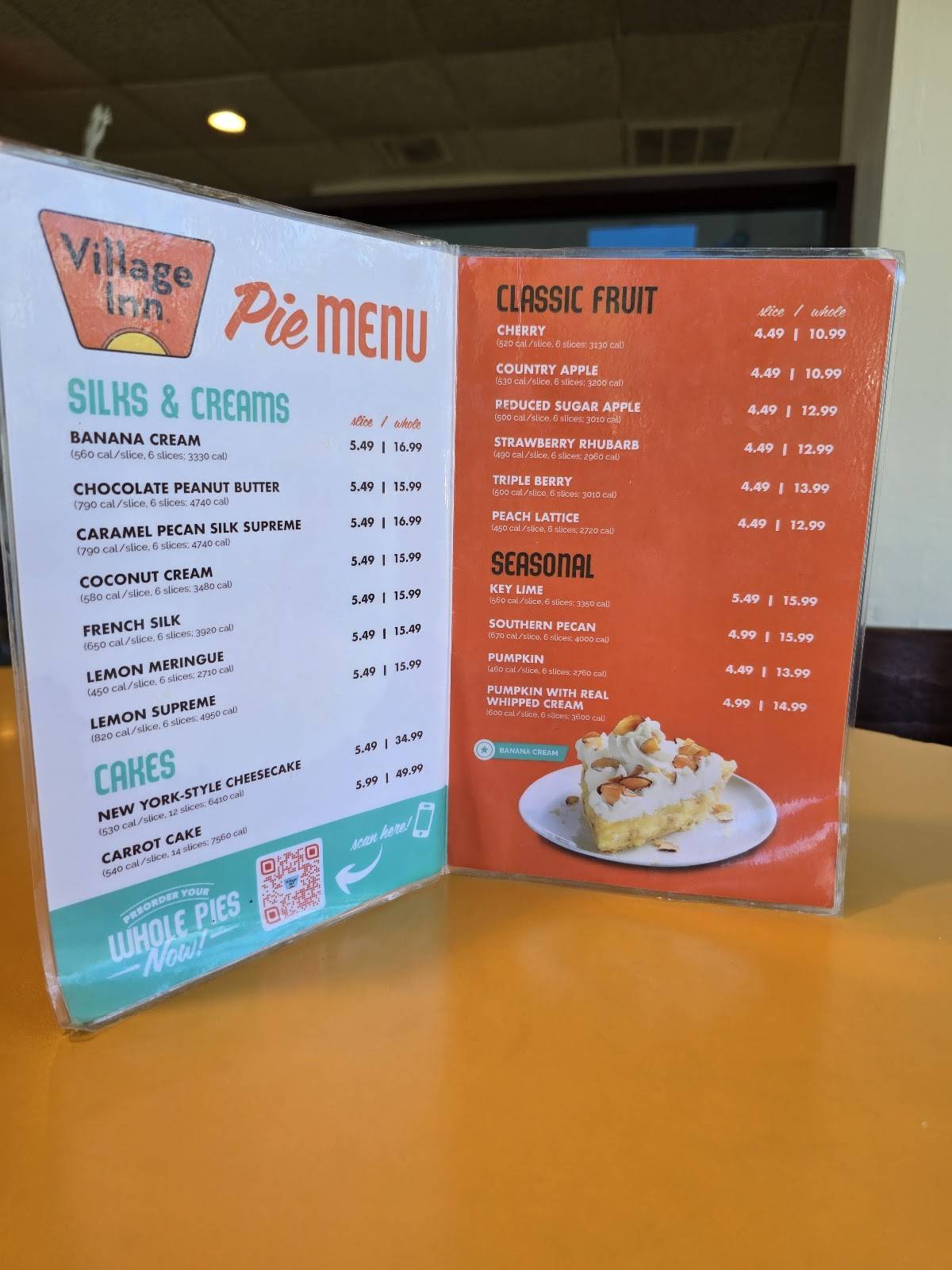 Menu at Village Inn restaurant, Titusville