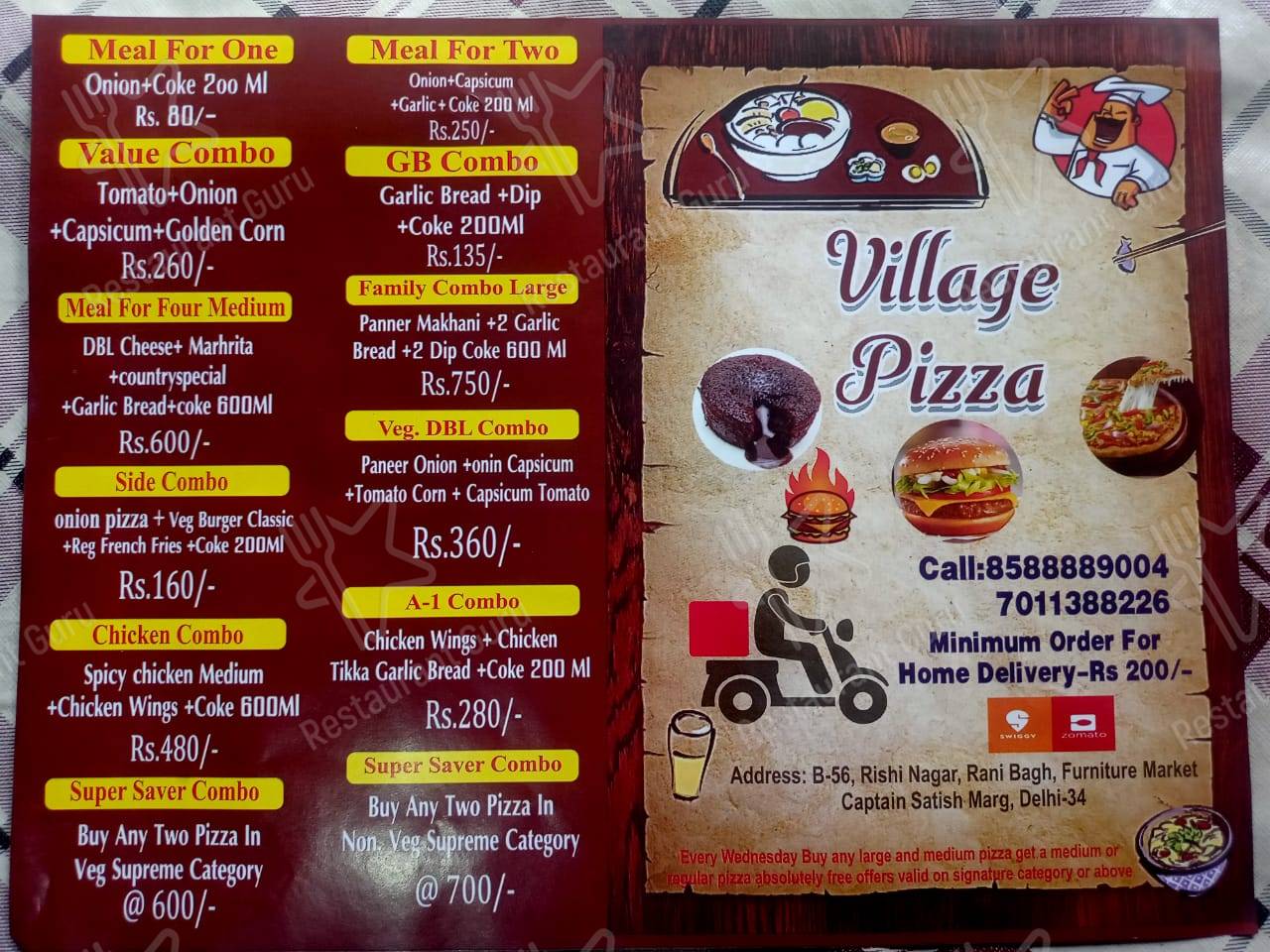 Menu at Village Pizza, Delhi