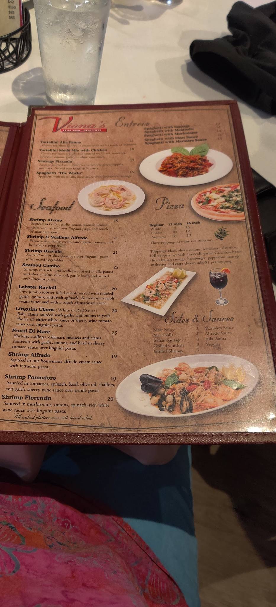 Menu at Viona’s Italian Bistro restaurant, Overland Park