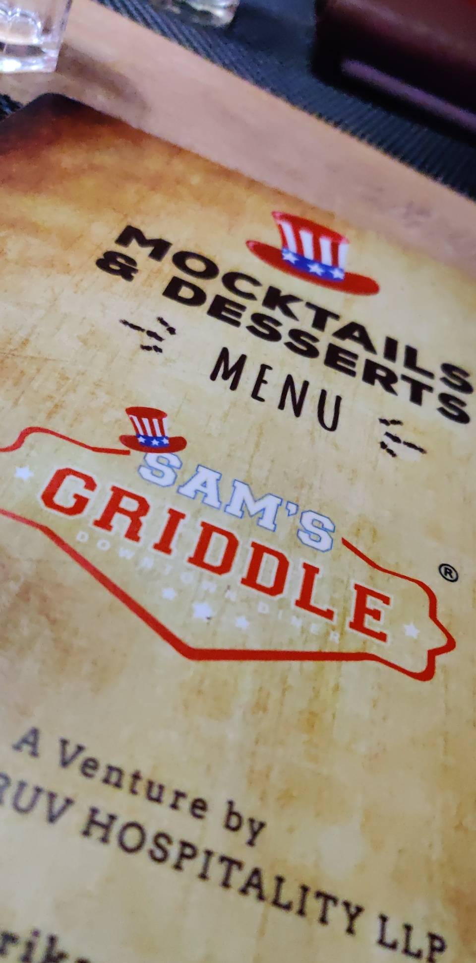 Menu at Sam's Griddle, Visakhapatnam
