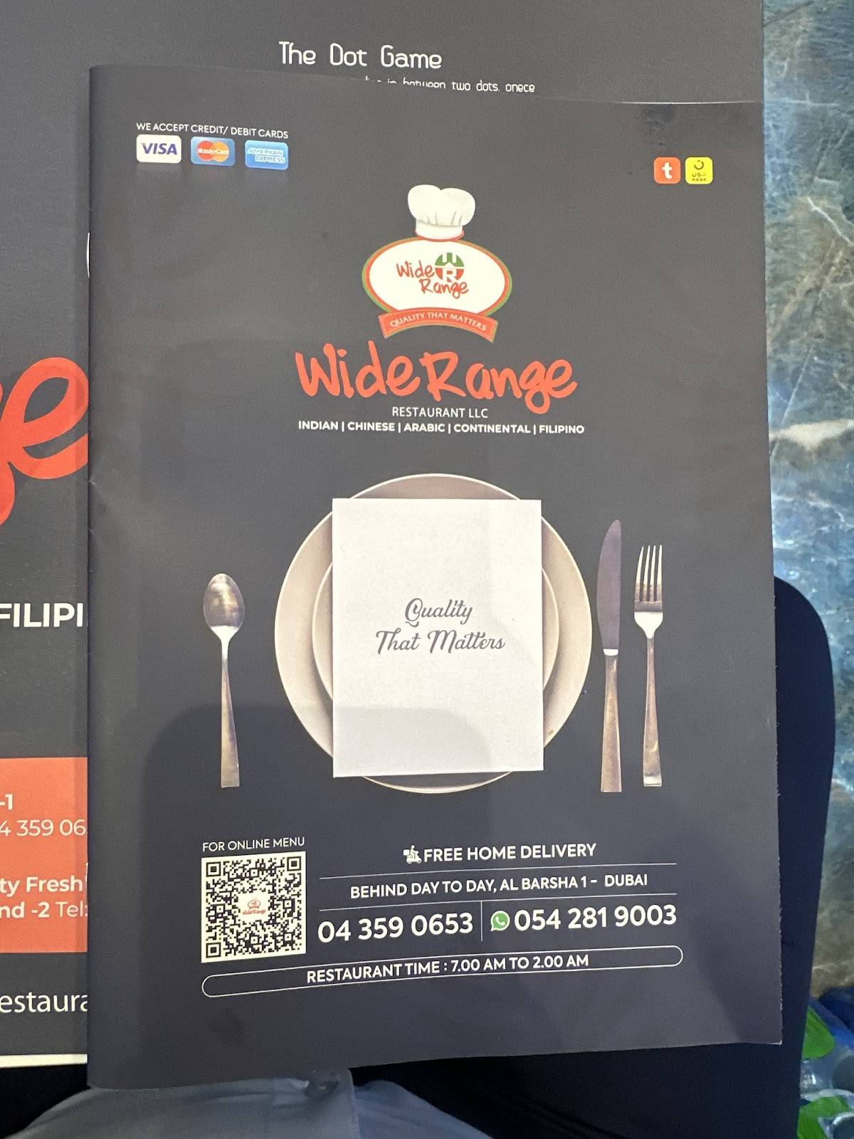 Menu at WIDE RANGE RESTAURANT -AL BARSHA 1, Dubai