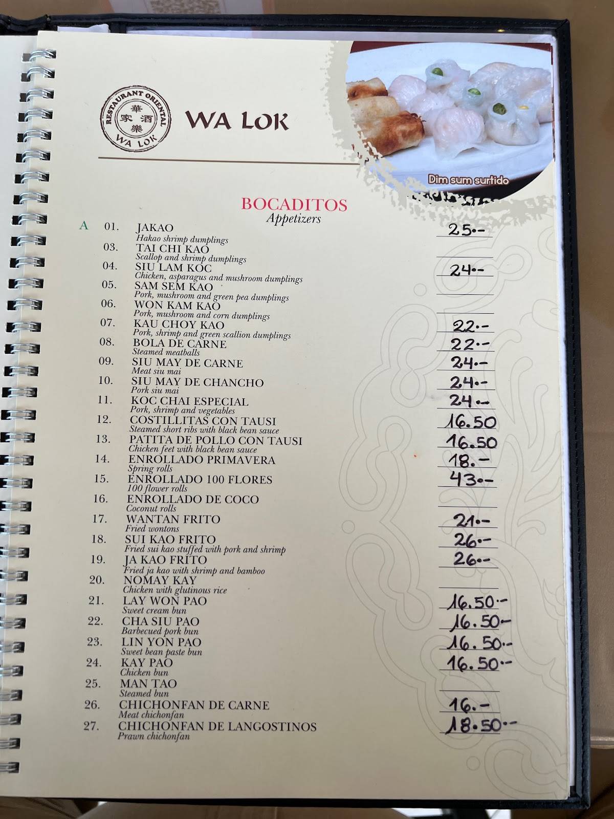 Carta del restaurante Wa Lok, Lima, Av. Angamos Oeste 700
