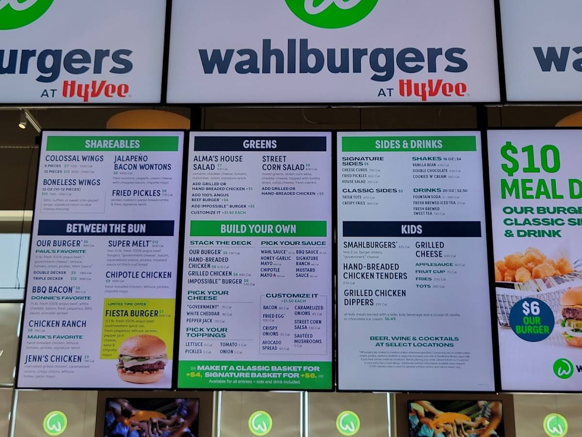 Menu at Wahlburgers@ Hy-Vee restaurant, Onalaska