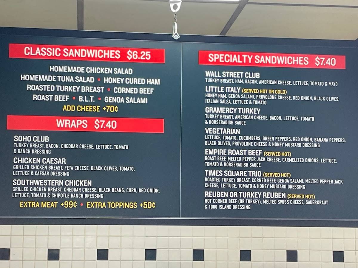 Menu at Wall Street Deli restaurant, Birmingham, 535 Richard Arrington ...