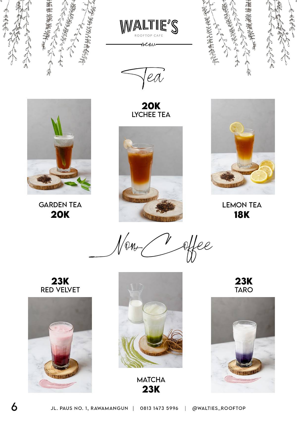 Carta de Waltie's Rooftop Cafe, Yakarta