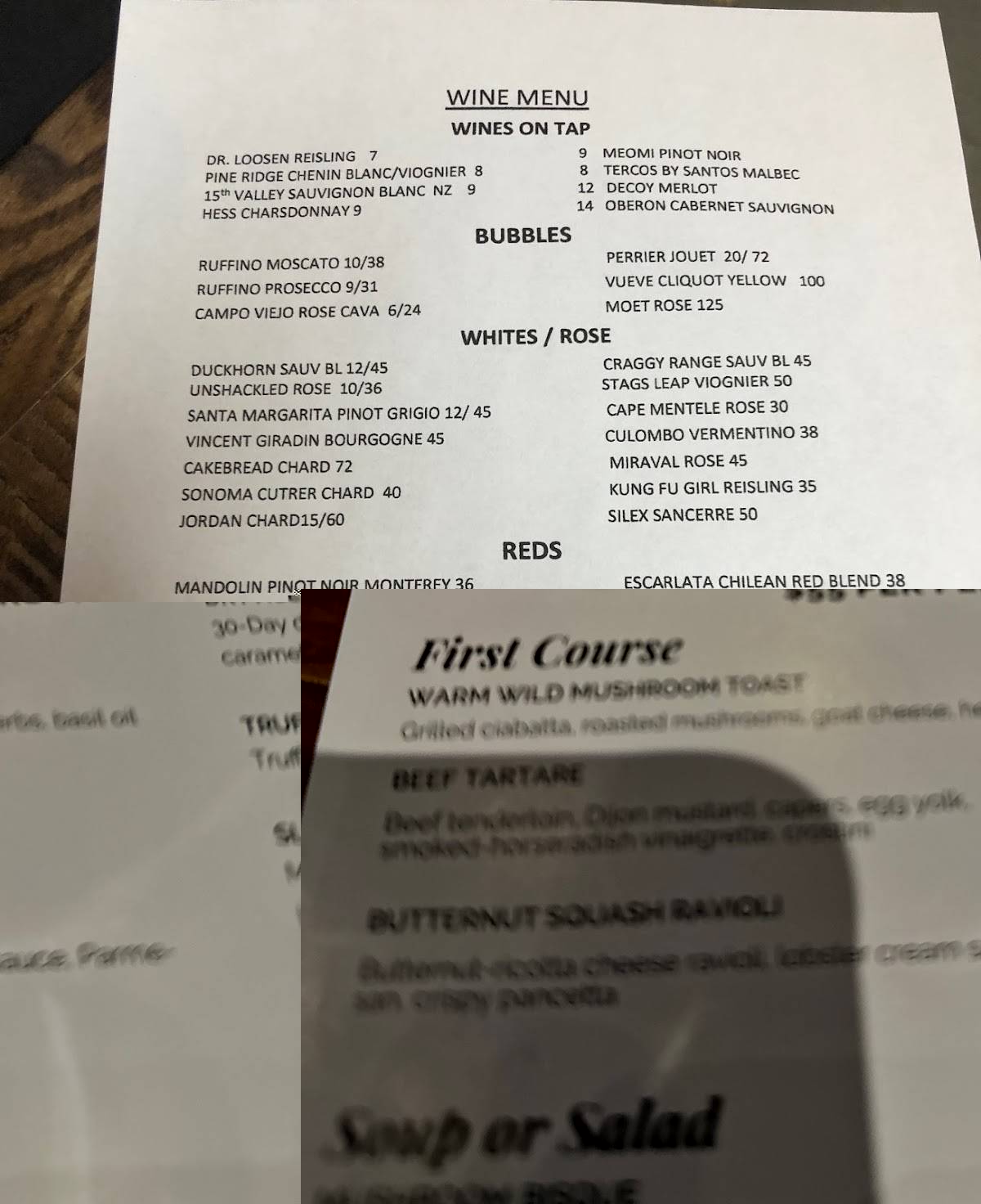Menu at Warehouse 72 restaurant, Houston