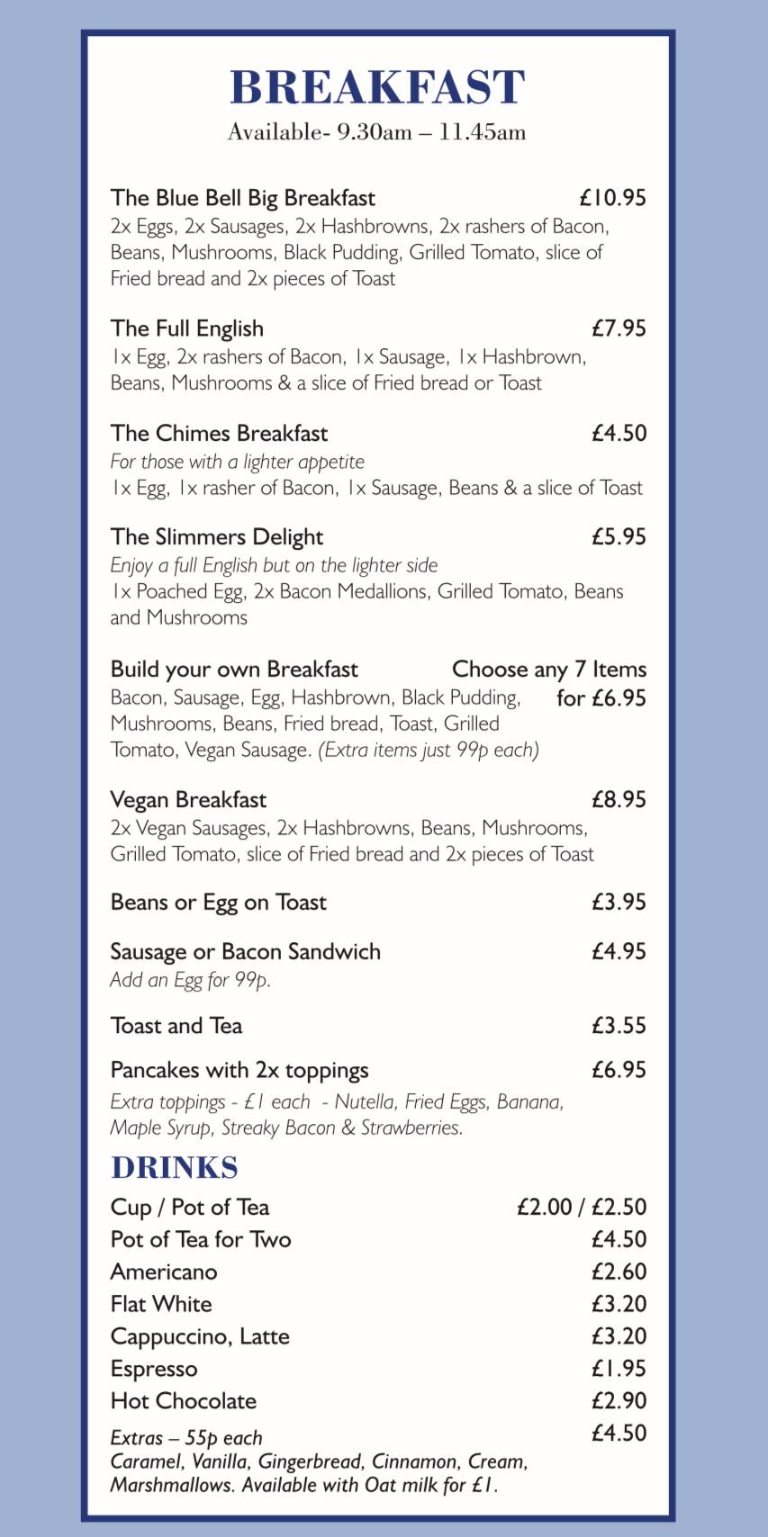 Menu at The Blue Bell pub & bar, Warrington