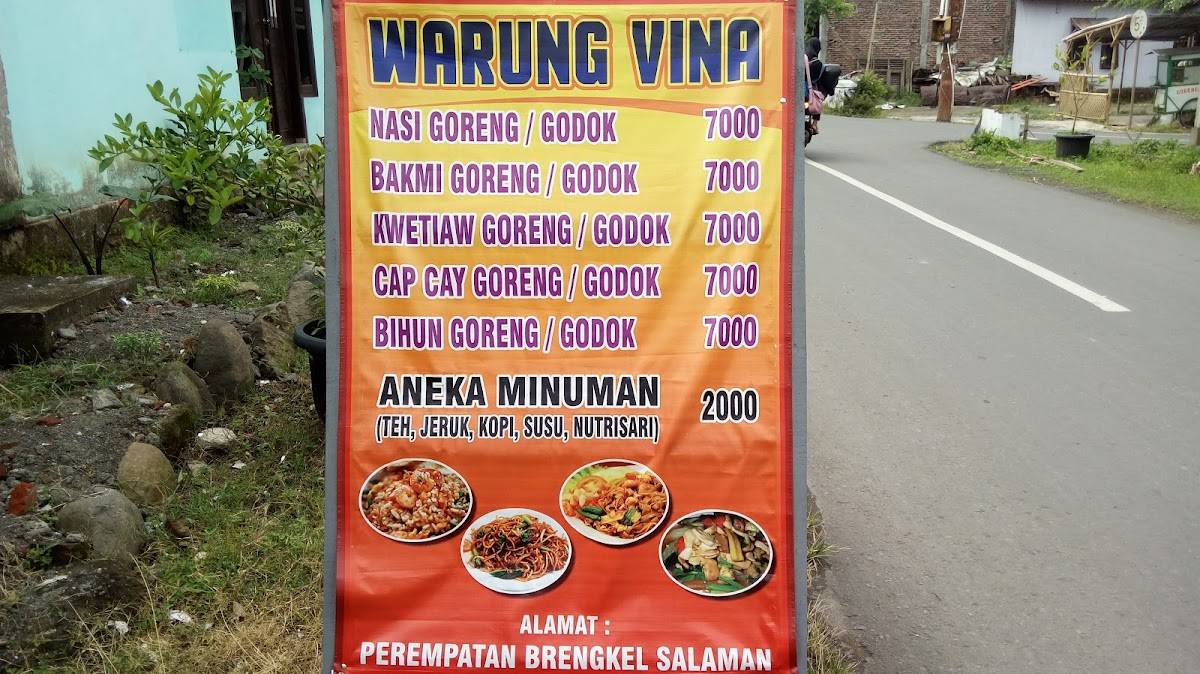 Menu at Warung Bakmi VINA restaurant, Indonesia