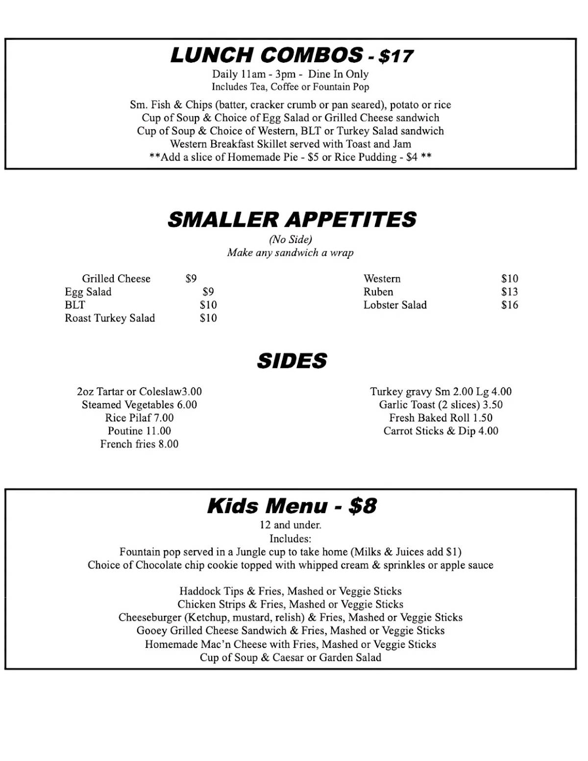 Menu at Waves Seafood & Grill restaurant, Bridgewater