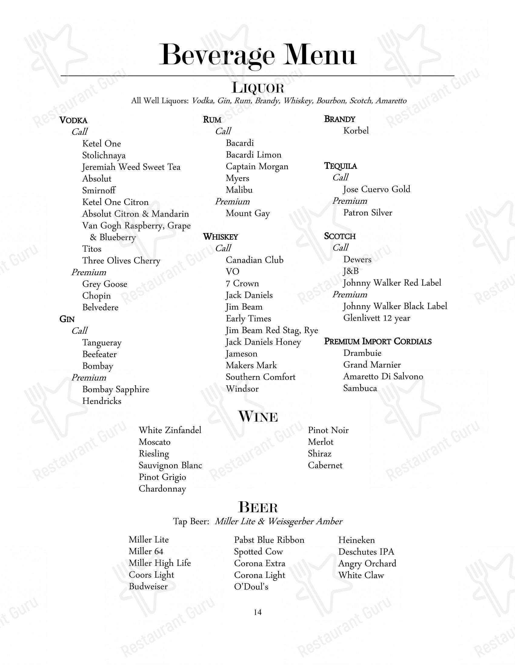 Menu at Weissgerber's Golden Mast Inn restaurant, Okauchee Lake, 5293 ...
