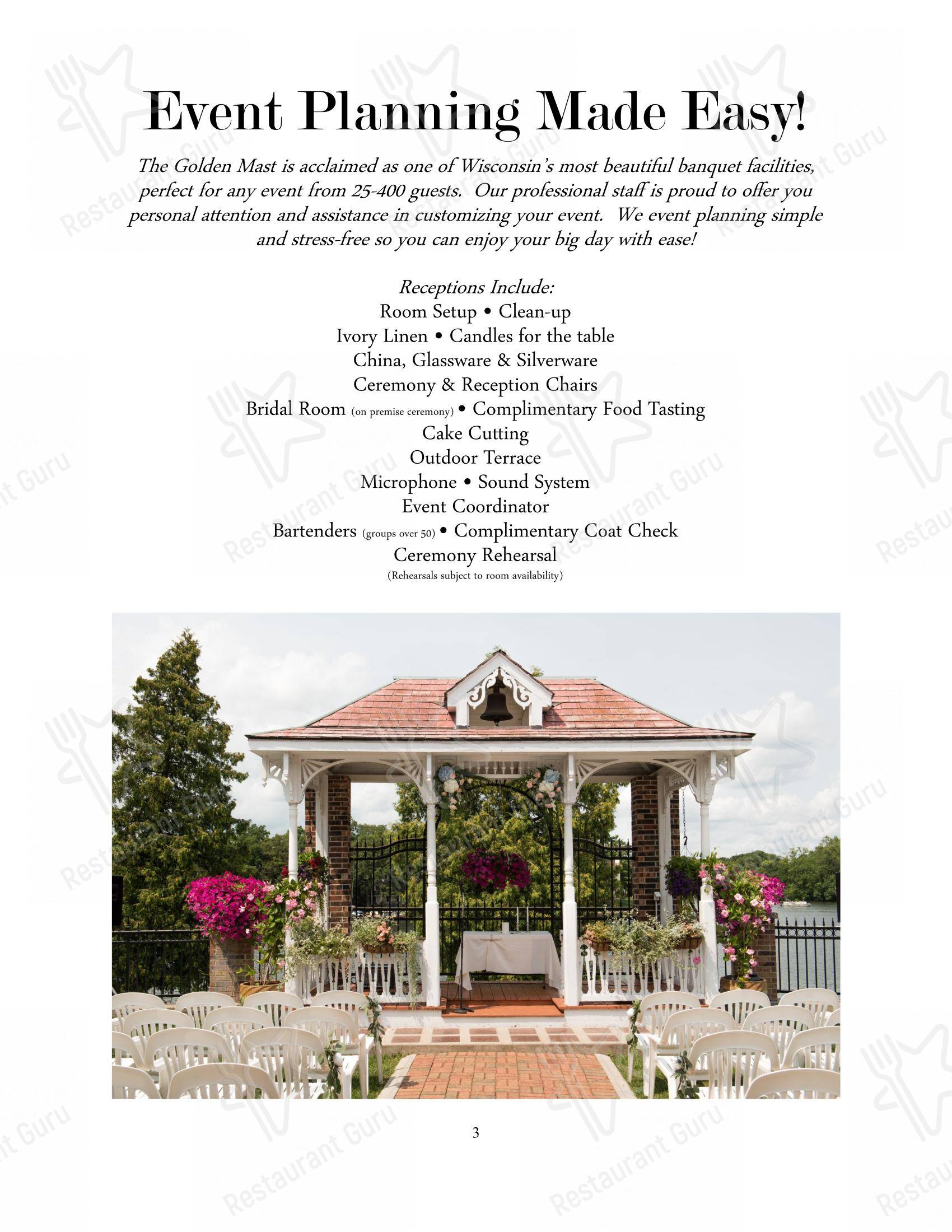 Menu at Weissgerber's Golden Mast Inn restaurant, Okauchee Lake, 5293 ...