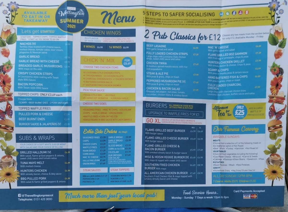 Menu at Wellington pub & bar, Prescot