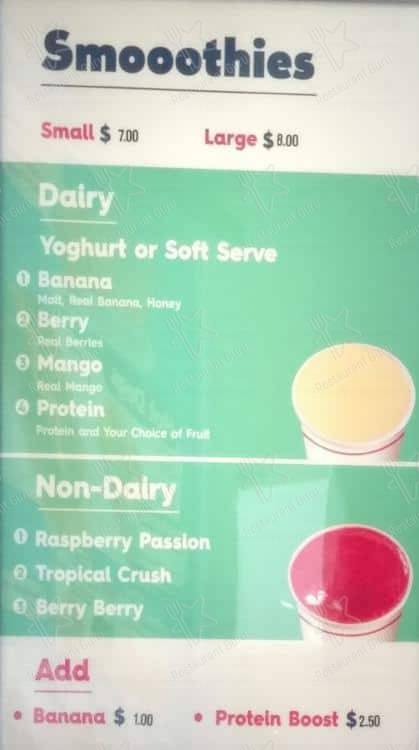 Menu at Wendy's Supa Sundaes desserts, Auckland, Northwest Shopping Centre