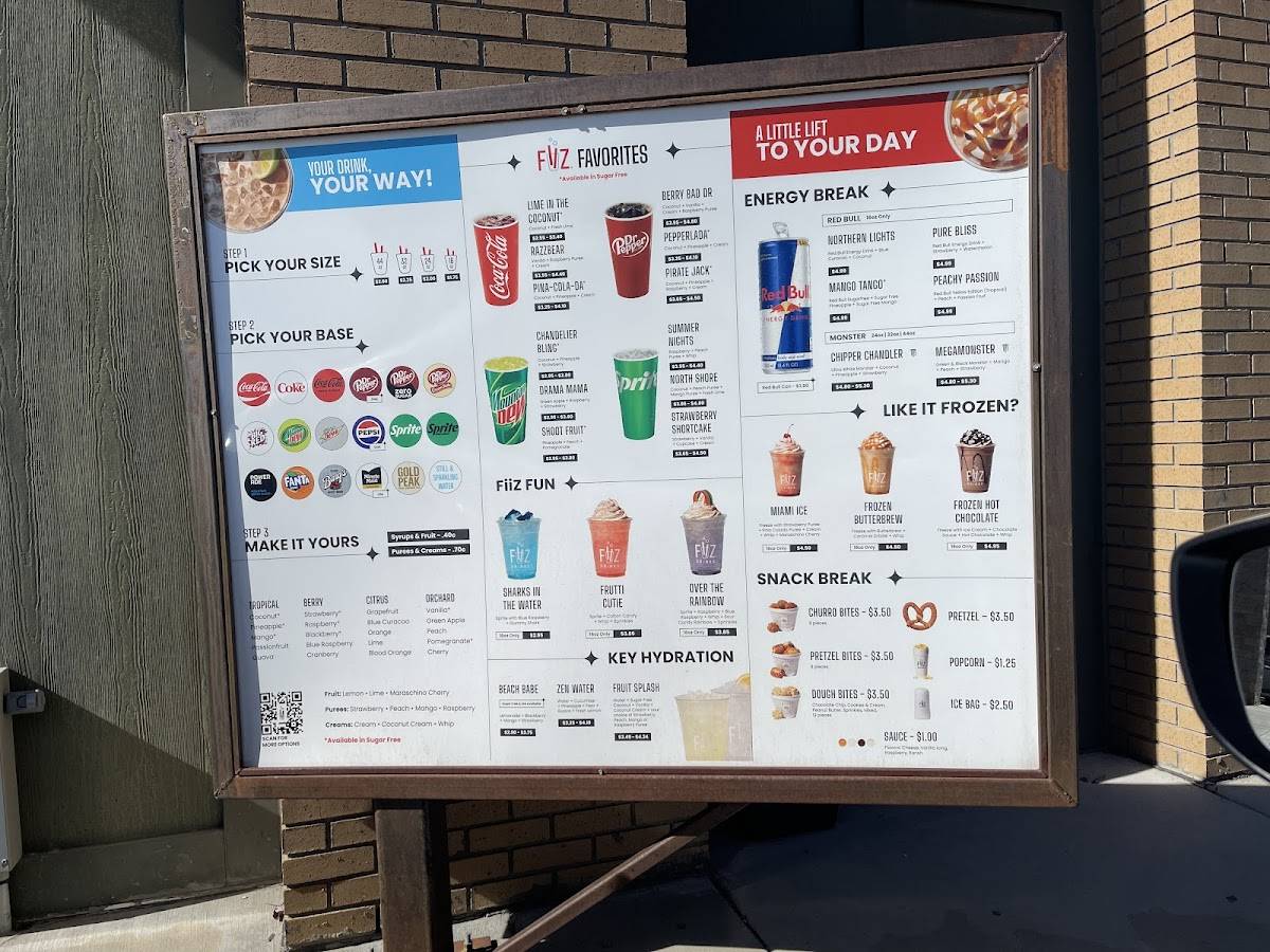 Menu at FiiZ Drinks pub & bar, West Jordan