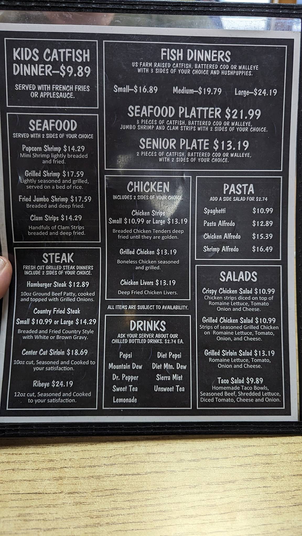 Menu at Fish Shack restaurant, West Plains