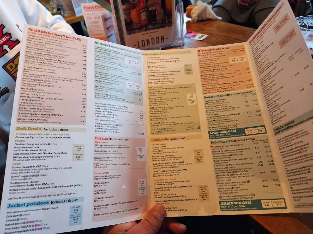 Menu at Wetherspoons (Victoria Station) pub & bar, London