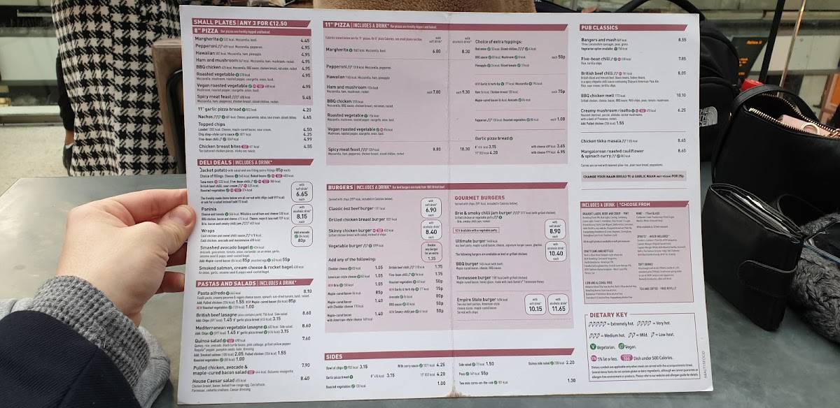Menu at Wetherspoons (Victoria Station) pub & bar, London
