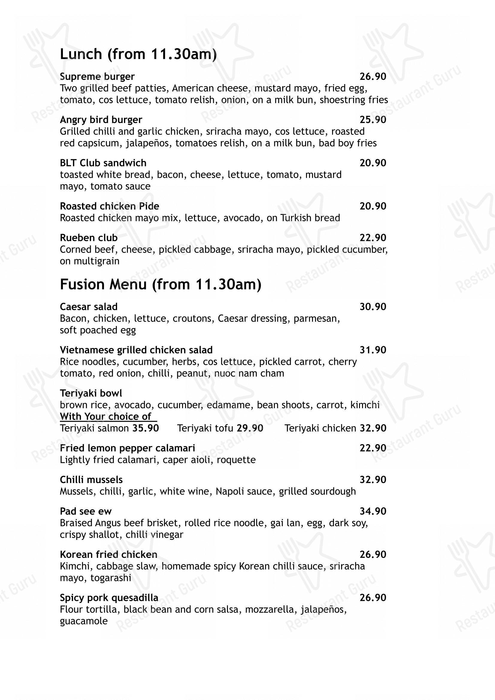 Menu at White Rabbit Restaurant Brighton, Brighton