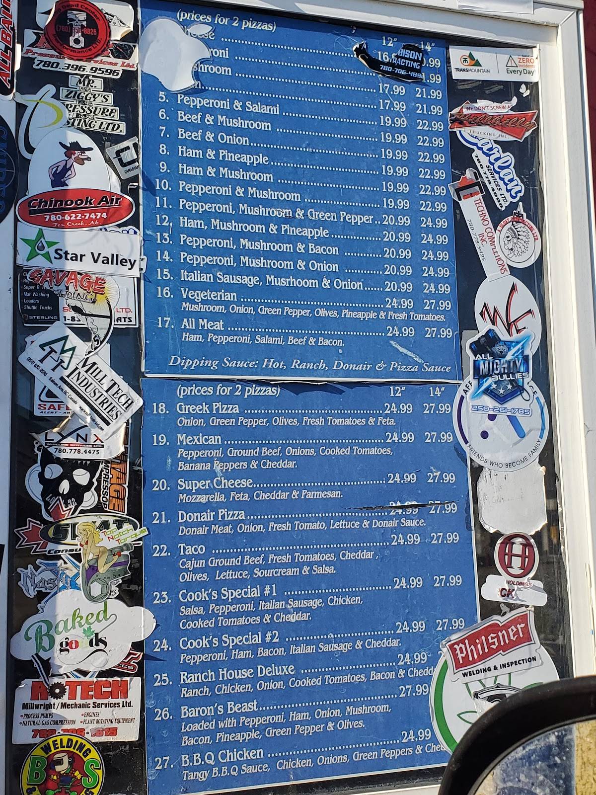 Menu at Burger Baron, Whitecourt