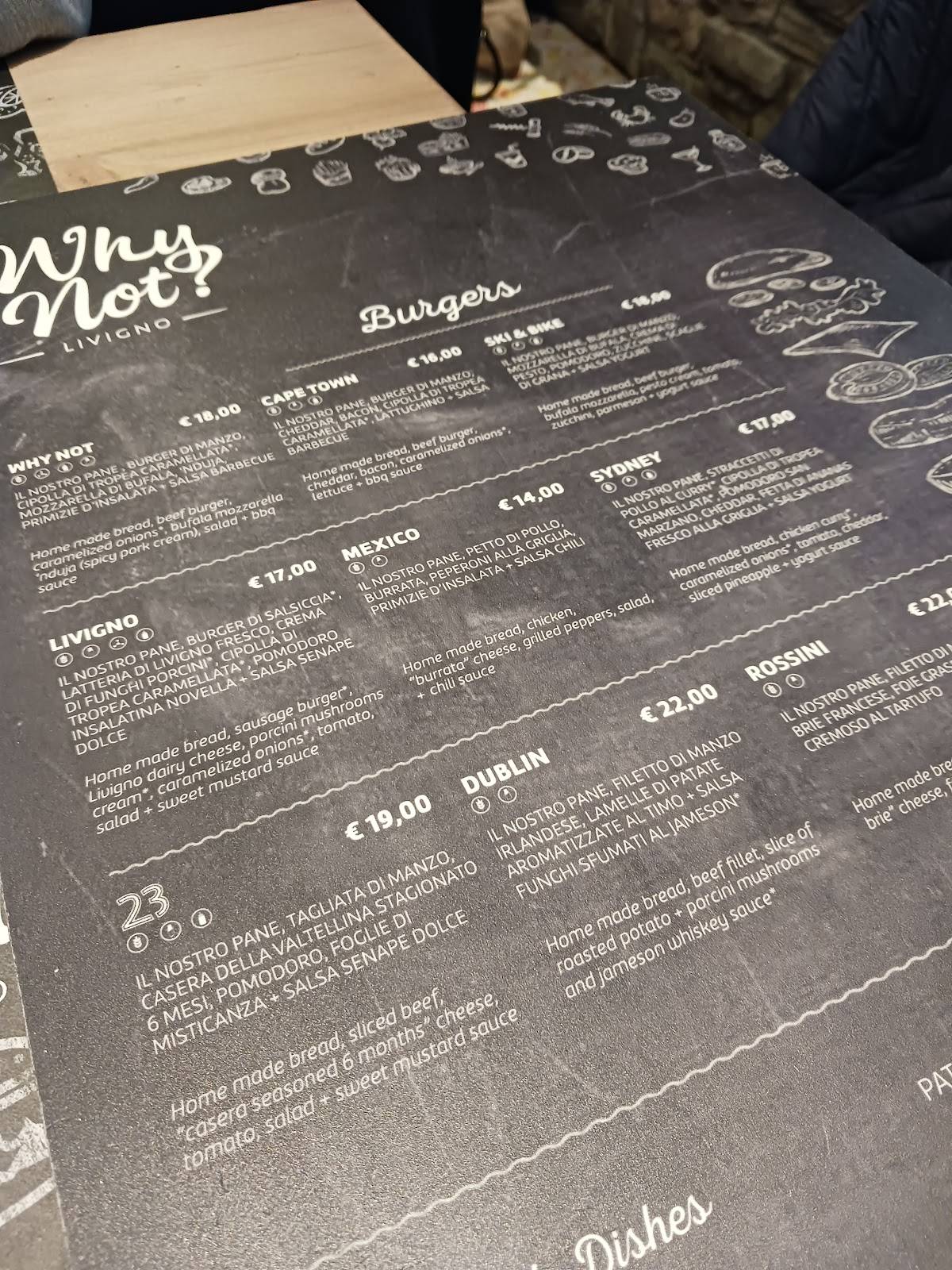 Menu at Why not? Livigno restaurant, Livigno