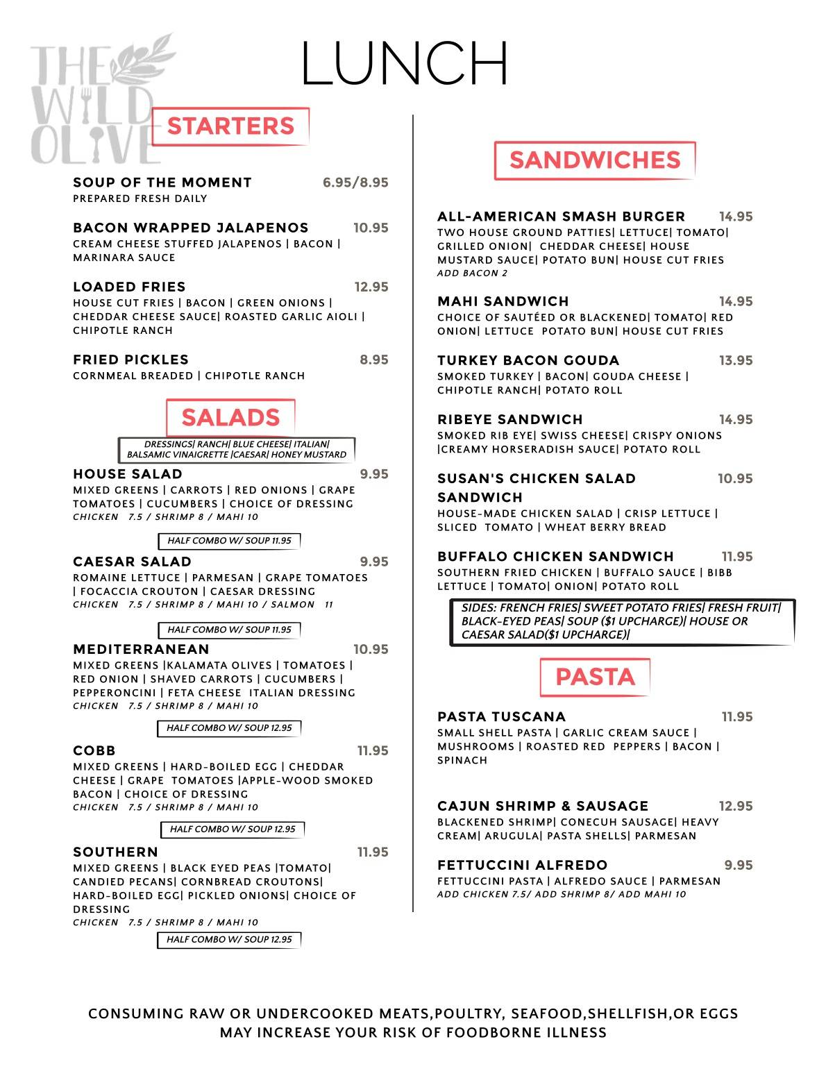 Menu at Wild Olive restaurant, Crestview